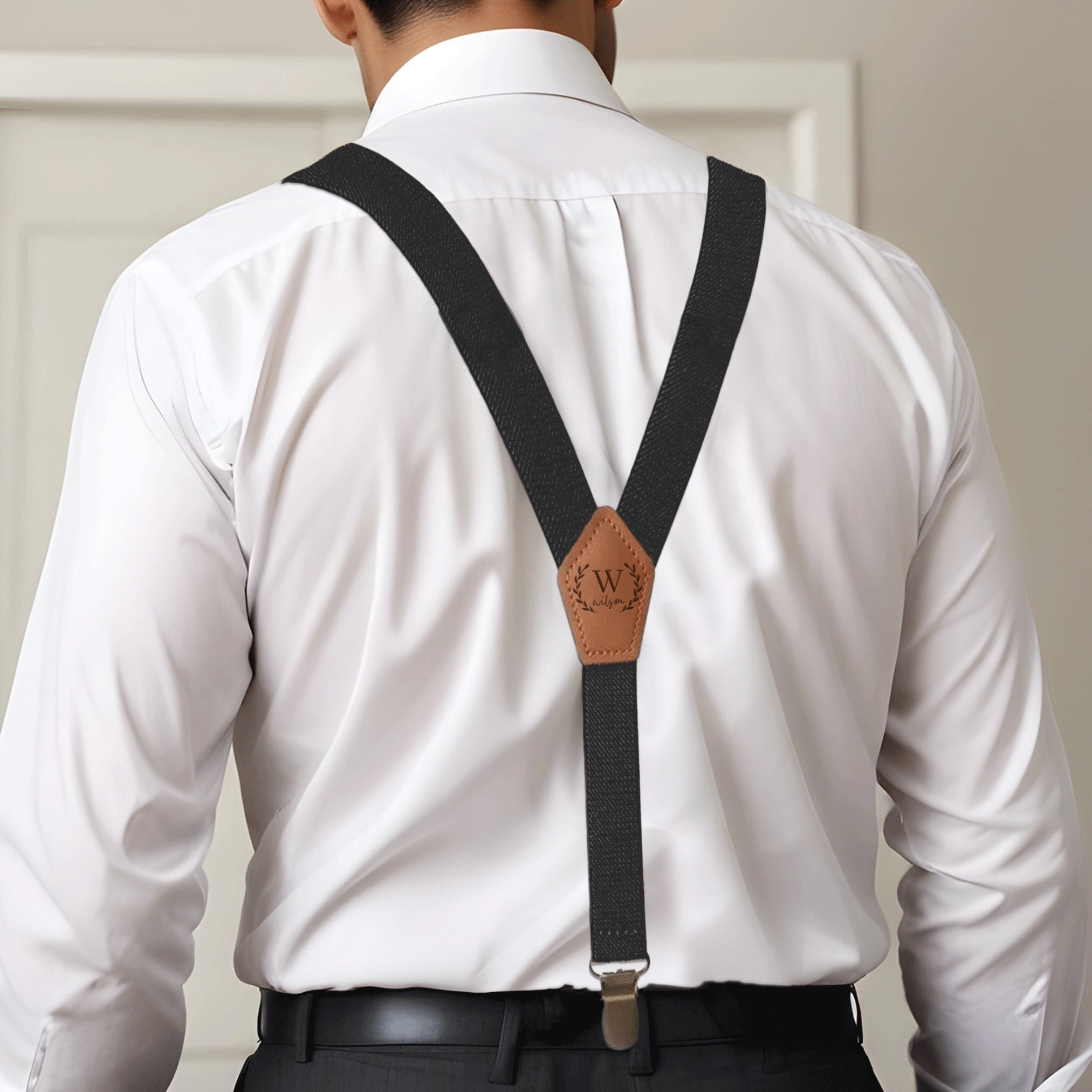 Personalised Adjustable Men's Suspender Clips, Custom Engraved Elastic ...