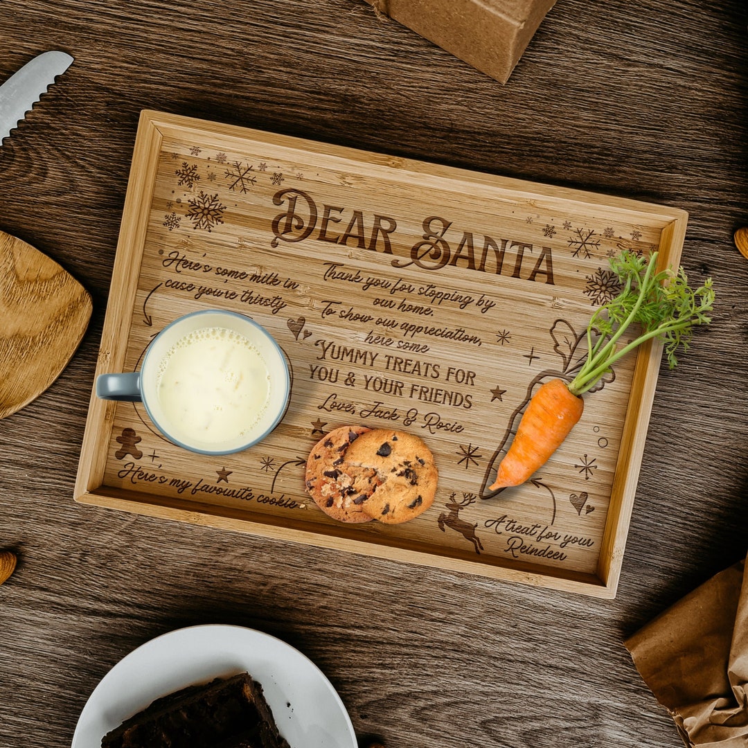 Personalised Dear Santa Treat Tray, Custom Engraved Christmas Eve Board ...