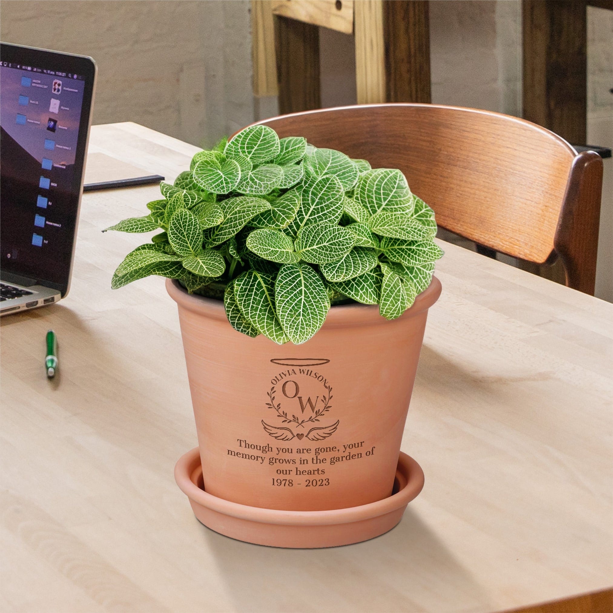 Custom Engraved in Loving Memory Terracotta Plant Pot & Saucer ...