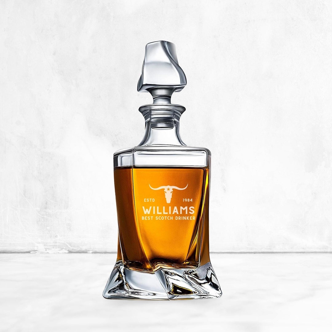 Personalised 800ml Twisted Whiskey Decanter | Custom Engraved Vintage ...