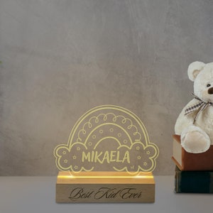 Personalised 3D Acrylic LED Kid Light, Custom Engraved Baby Night Lamp ...