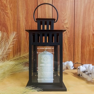 Custom Engrave Glass Metal in Loving Memory Hanging Lantern ...