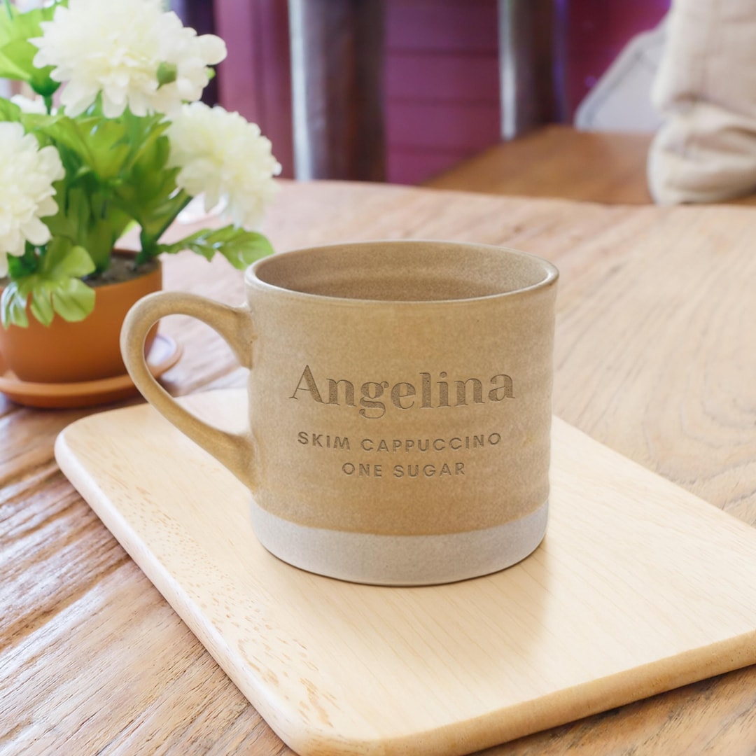 Personalised Ceramic Coffee Mug, Custom Engraved Tea Cup Latte Mug ...