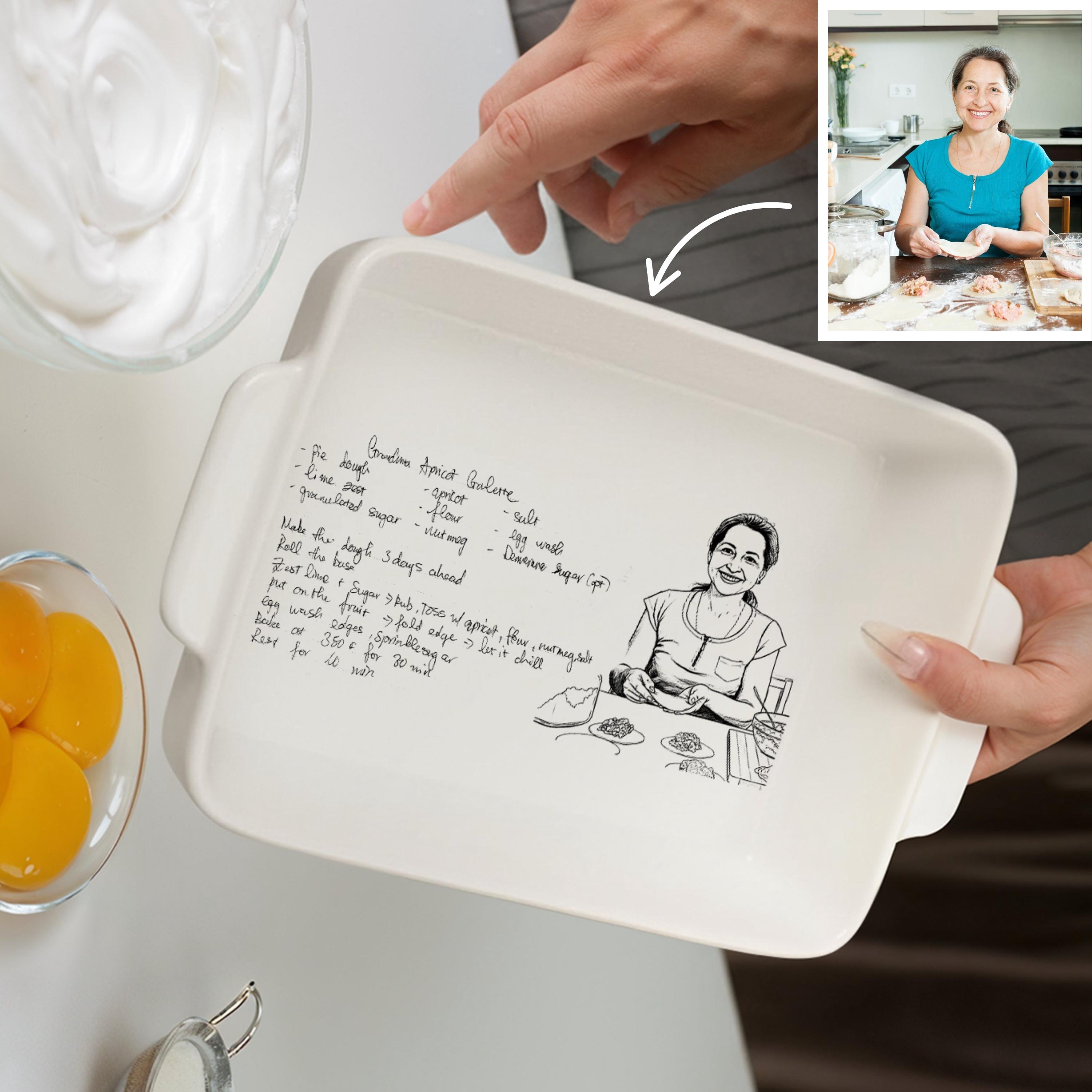 Custom Engraved Recipe & Photo White Porcelain Baking Tray ...