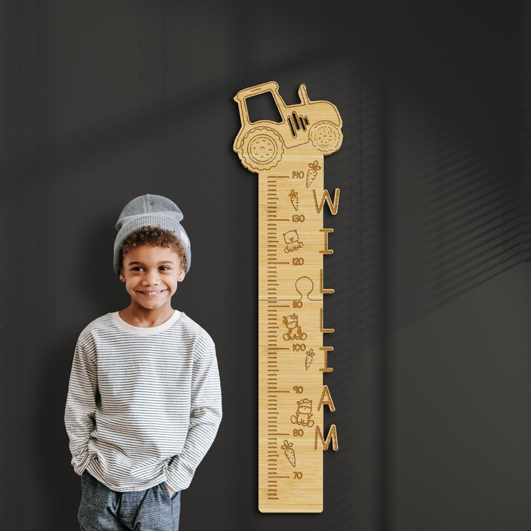 Custom Made 3D Name Wooden Animals, Truck Cartoon Height Chart ...