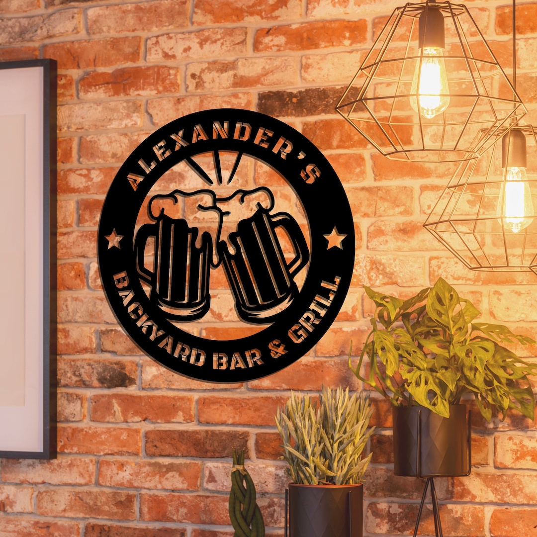 Custom Name Bar Hoop Sign, Personalised Wooden Handcrafted Beer Chill ...