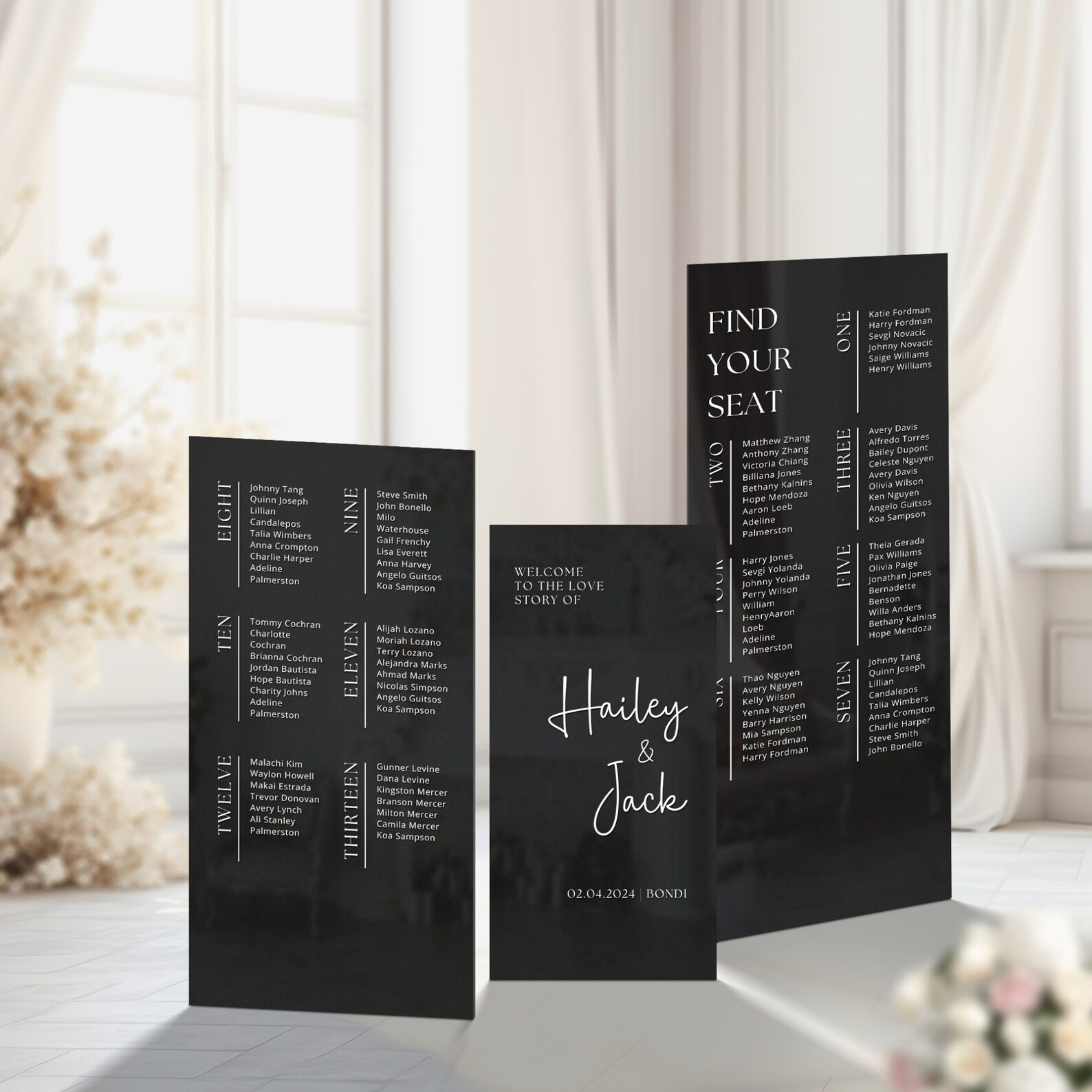 Personalised Acrylic Reception Wedding Signage Bundle, Custom UV Print ...