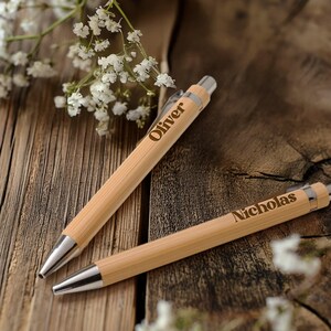 Custom Engraved Eco Bamboo Ballpoint Pen, Personalised Logo Sustainable ...