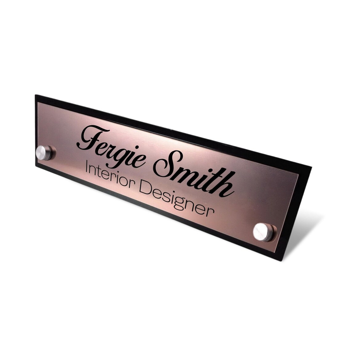 Custom Engraved Standoffs Acrylic Desk Name Plate, Personalised ...