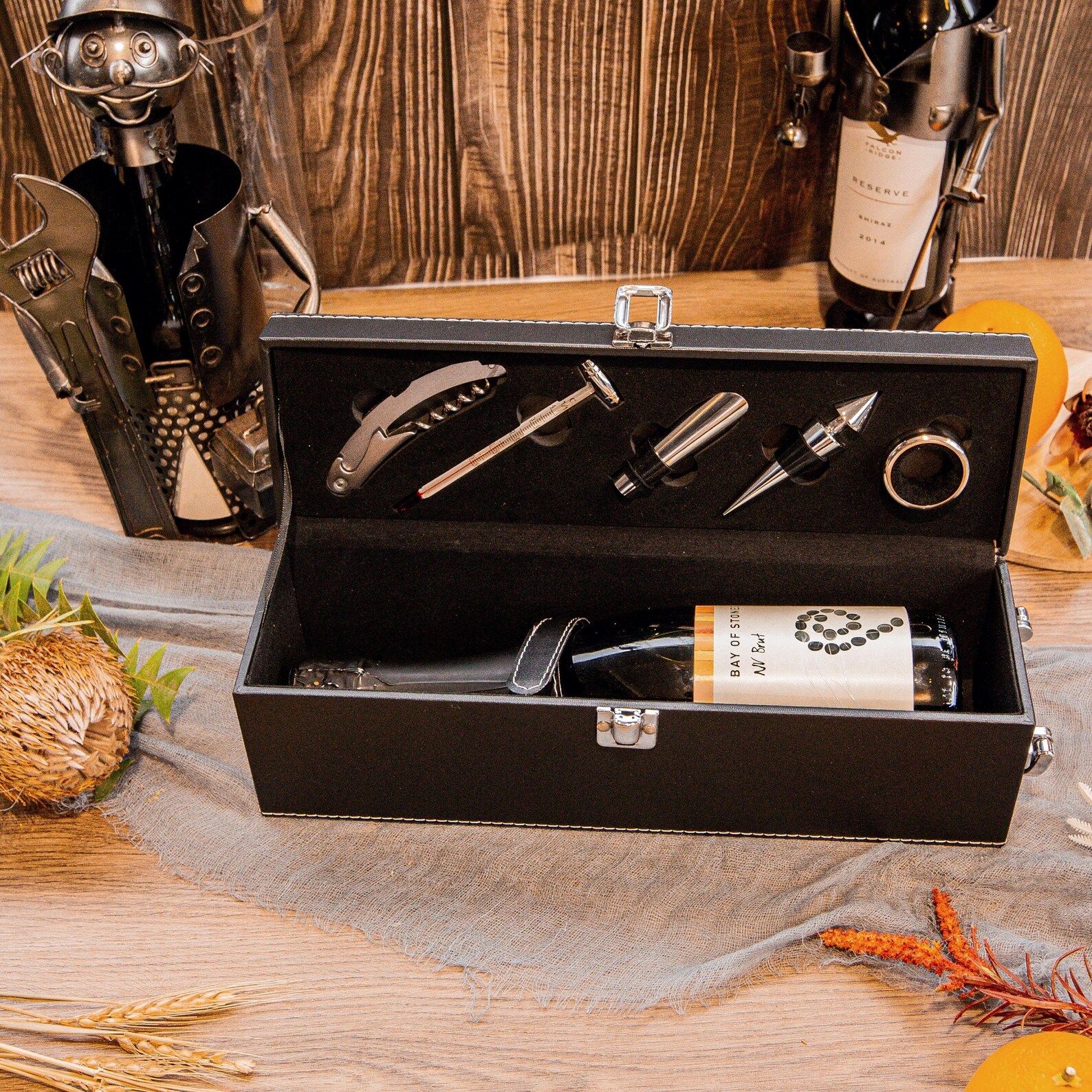 Personalised Premium Leather Wine Box & Accessories Engraved - Etsy