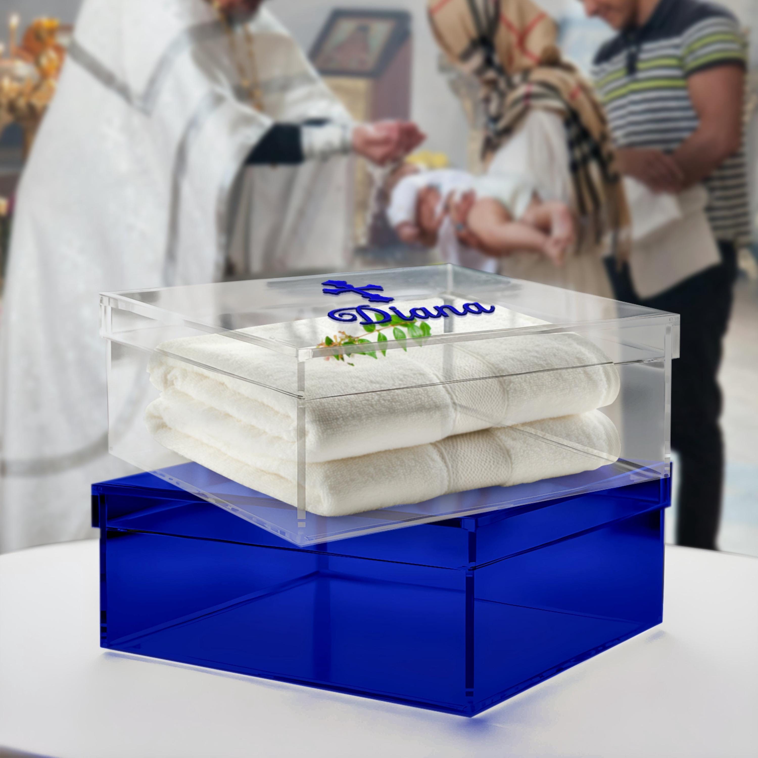 Personalised 3D Raised Acrylic Name Clear Christening Box, Custom Made ...