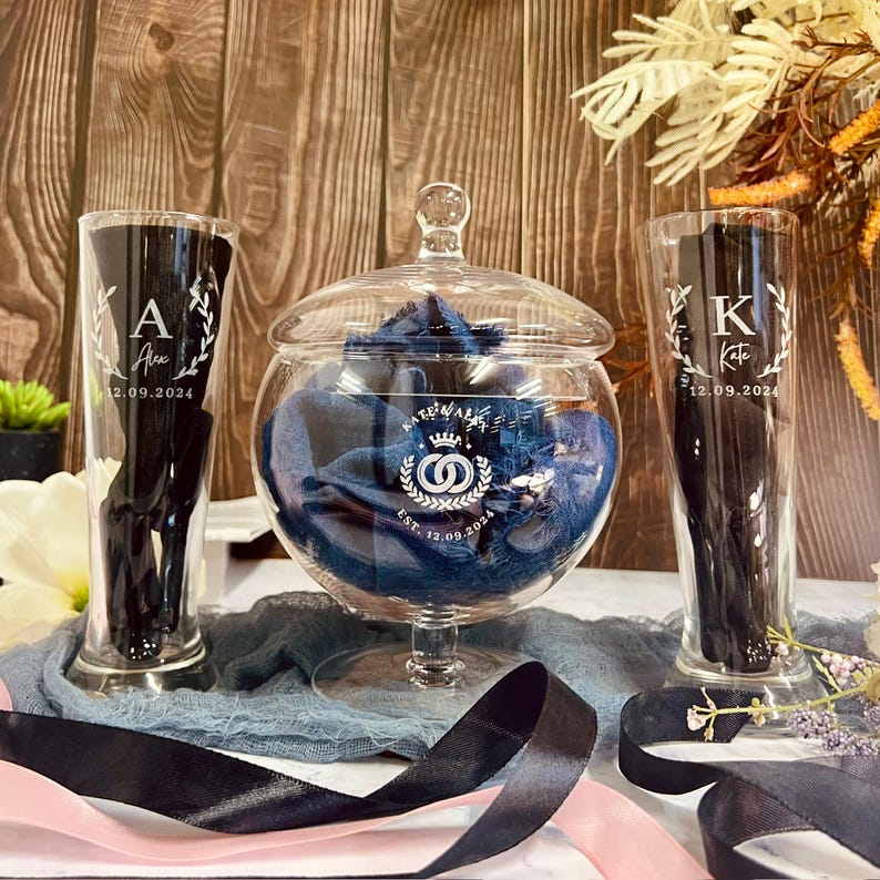 Personalised Sand Unity Wedding Ceremony, Jar & Glass Vases Set, Custom ...