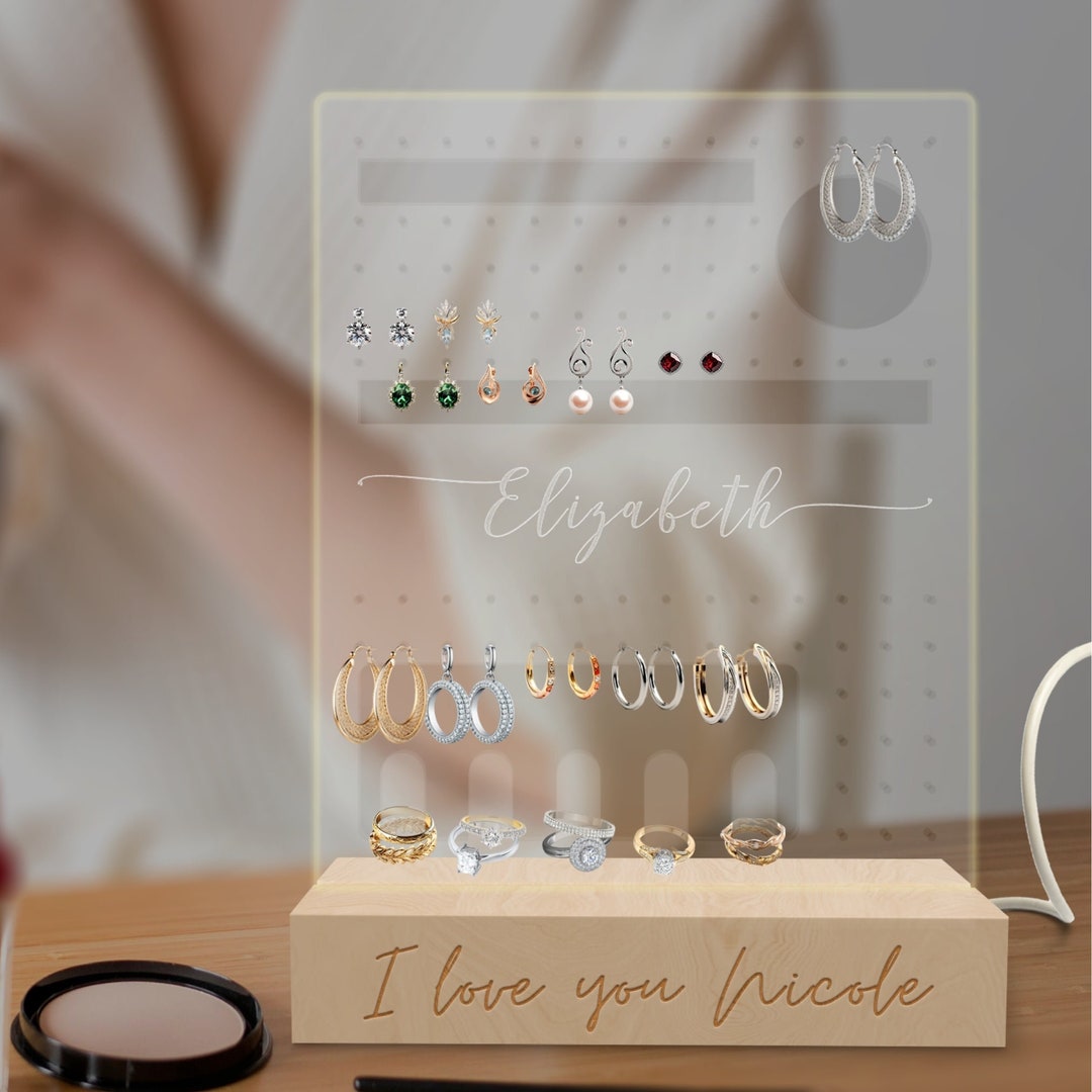 Personalised 3D Acrylic Jewellery Display LED Light Stand, Custom ...