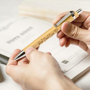 Custom Engraved Eco Bamboo Ballpoint Pen, Personalised Logo Sustainable Teacher, Student ...