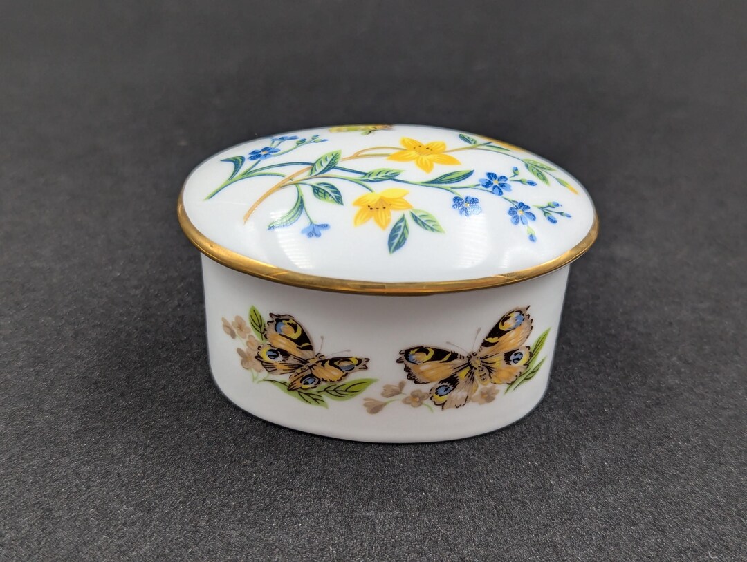 Vintage Trinket Box Caverswall Fine Bone China England Butterfly ...