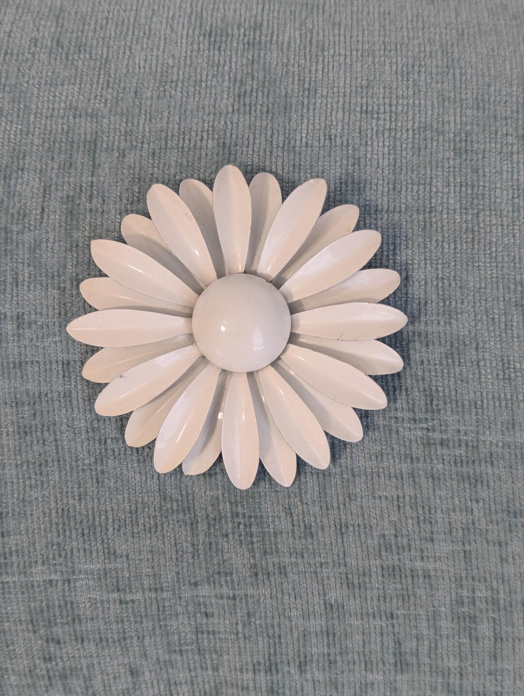 Vintage 1970s Enamel Flower White Brooch Pin 3 Inch Wide, Enameled ...