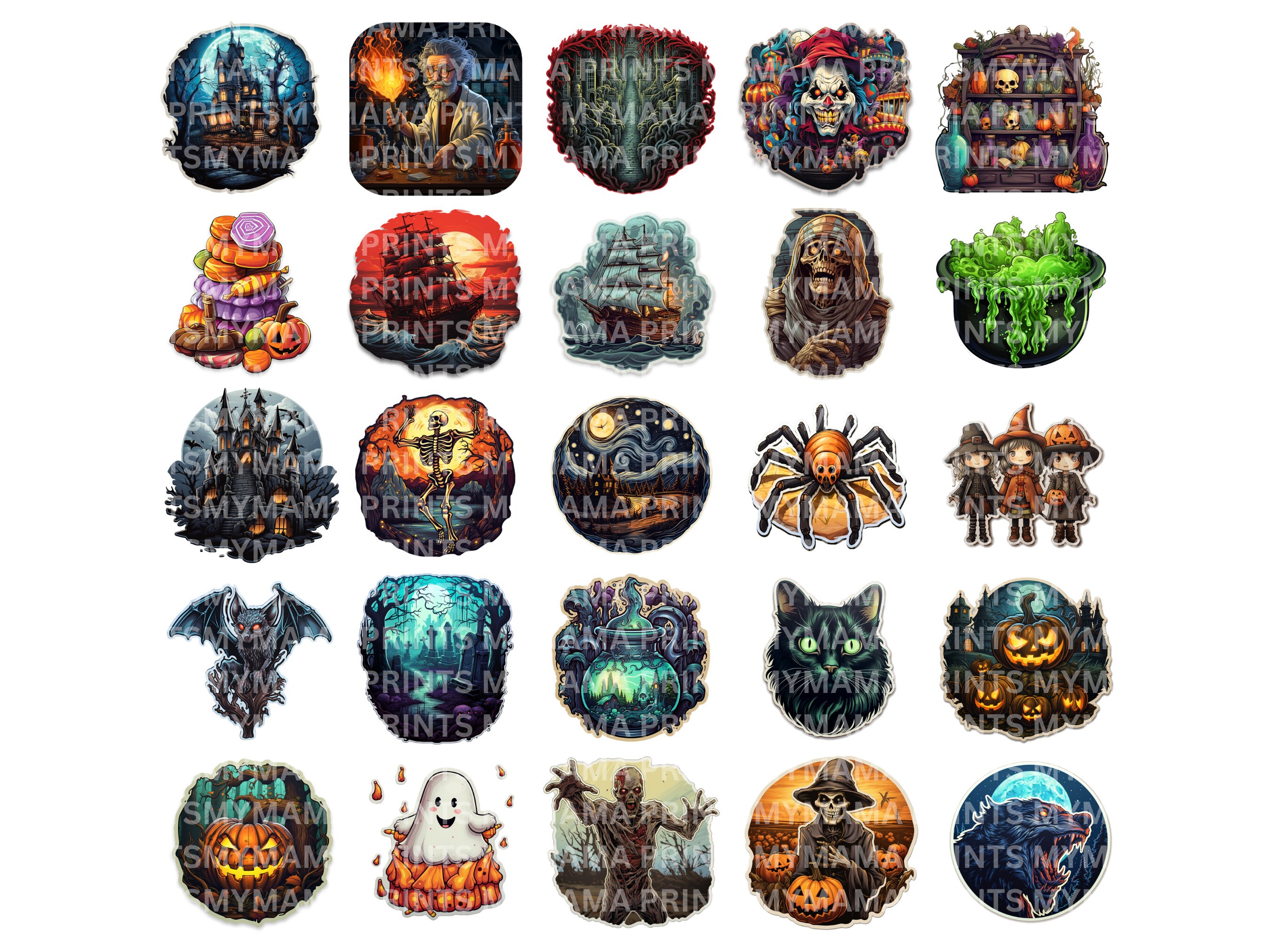 Halloween Clipart Digital Sticker PNG Bundle Goodnotes One Note ...