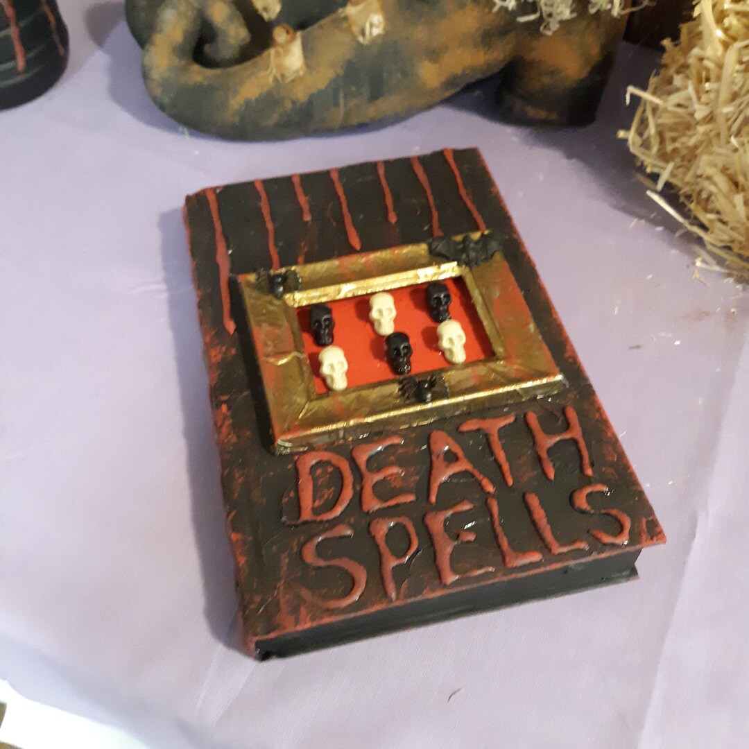 Spooky Halloween Spell Book Death Spells Real Book Spiders Skulls Bat ...