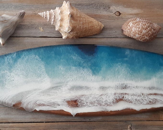 Epoxy Resin Nautical Ocean Beach Coastal Seascape Surfboard Wall Art - Etsy