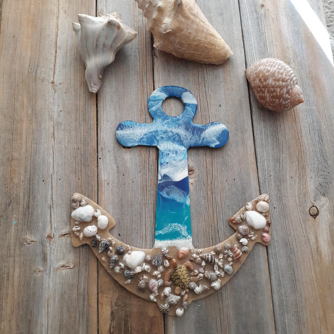 Epoxy Resin Nautical Ocean Beach Coastal Seascape Anchor Wall Art - Etsy