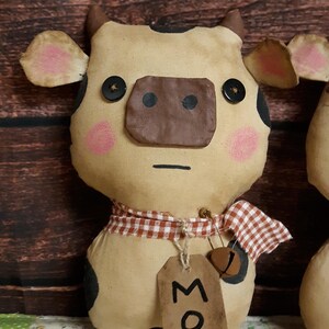 Primitive Farmhouse Pair of Moo Cow Dolls Shelf Sitters Cupboard Tuck ...