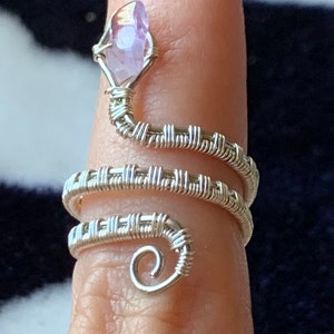 Wire Wrapped Amethyst Snake Ring Adjustable Wire Wrapped - Etsy