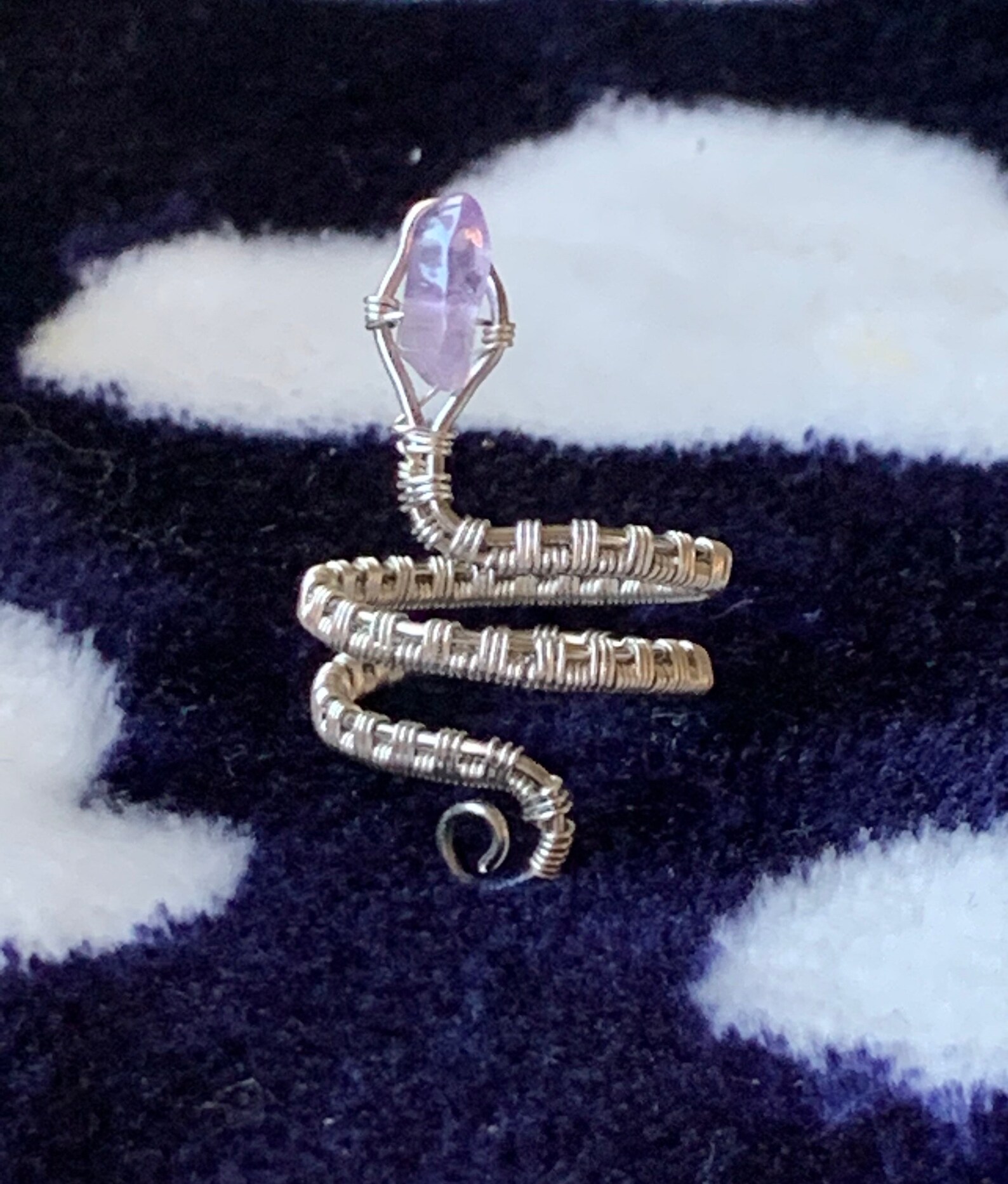 Wire Wrapped Amethyst Snake Ring Adjustable Wire Wrapped - Etsy