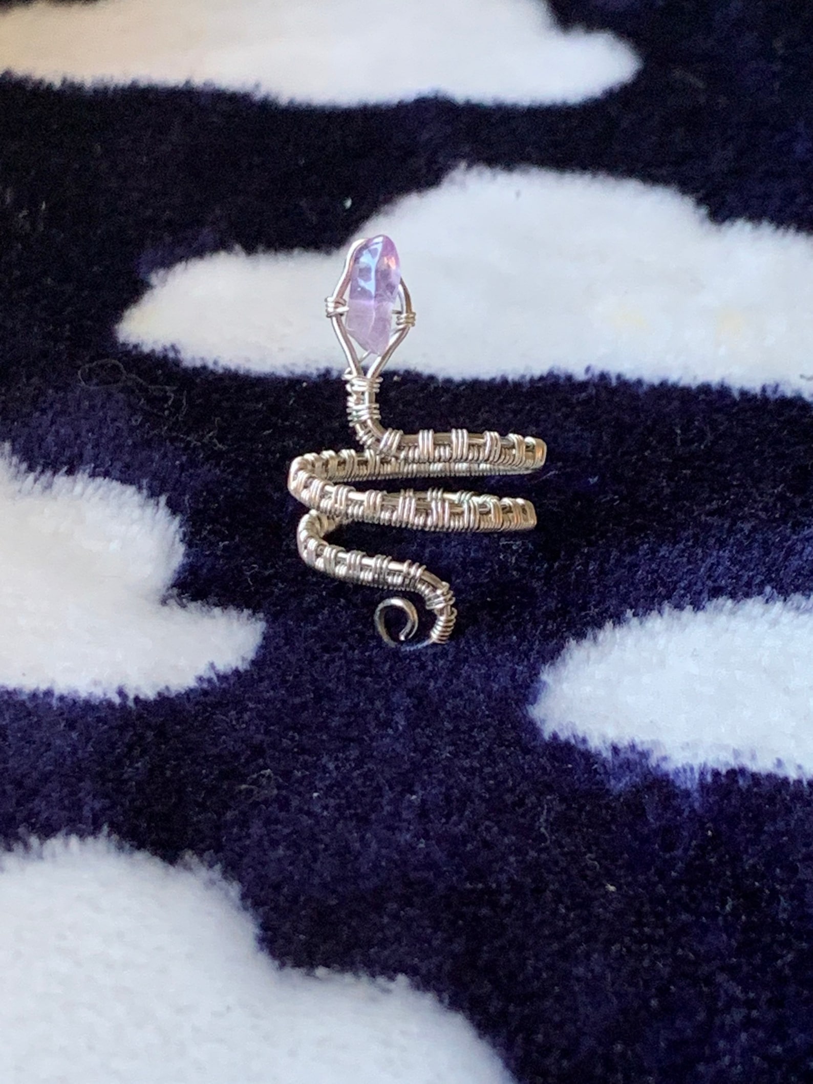 Wire Wrapped Amethyst Snake Ring Adjustable Wire Wrapped - Etsy