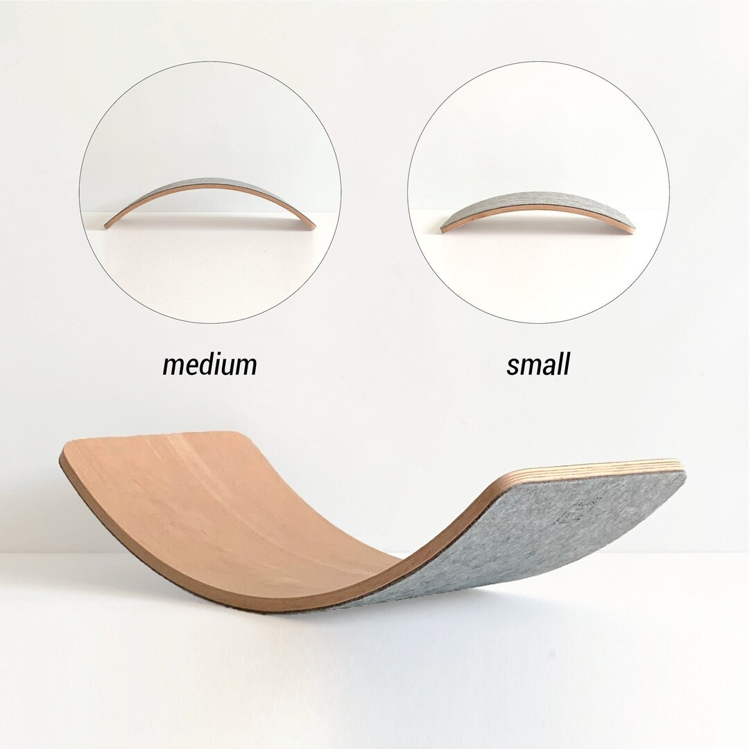Curved Balance Board With Felt, Waldorf Board for Kids, Yoga Curvy ...