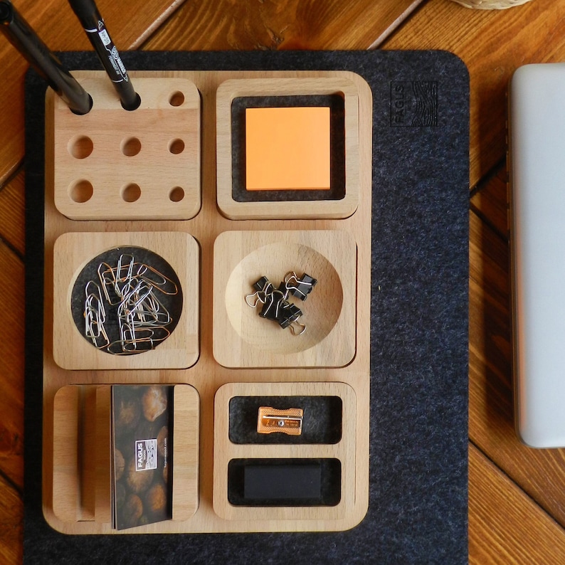 Personalized Wooden Modular Desk Organizer: Multi-functional - Etsy