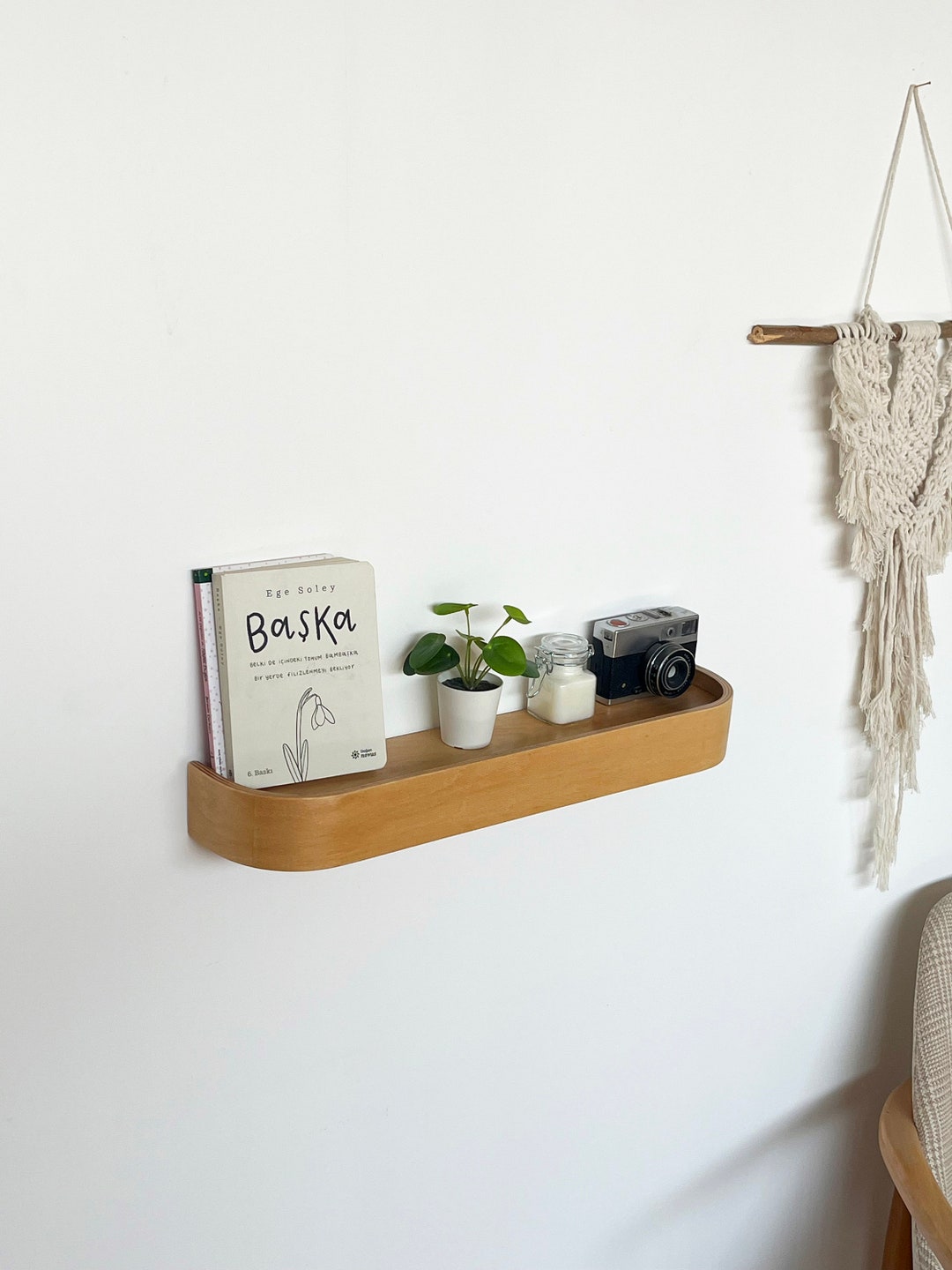 Wooden Natural Solid Wall Shelf (oak) - Etsy