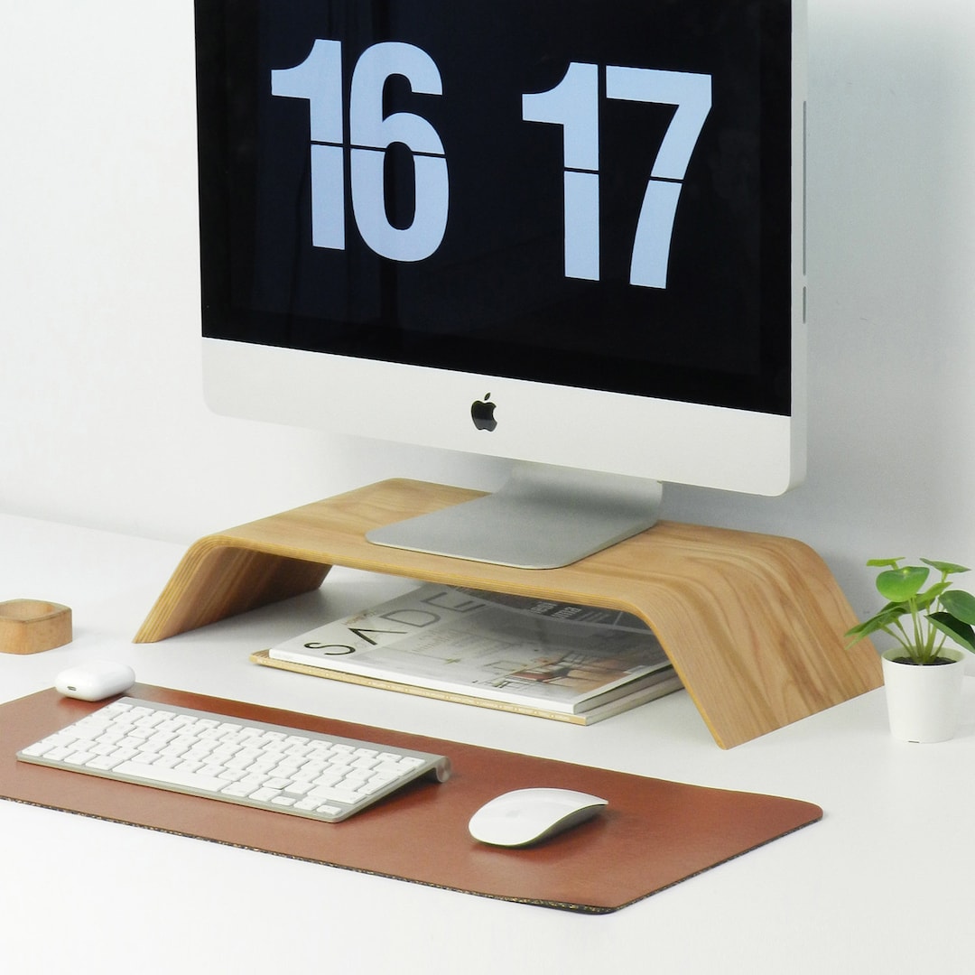 Wood Monitor Stand Computer Riser Solid Wood Desk Shelf for Imac and ...
