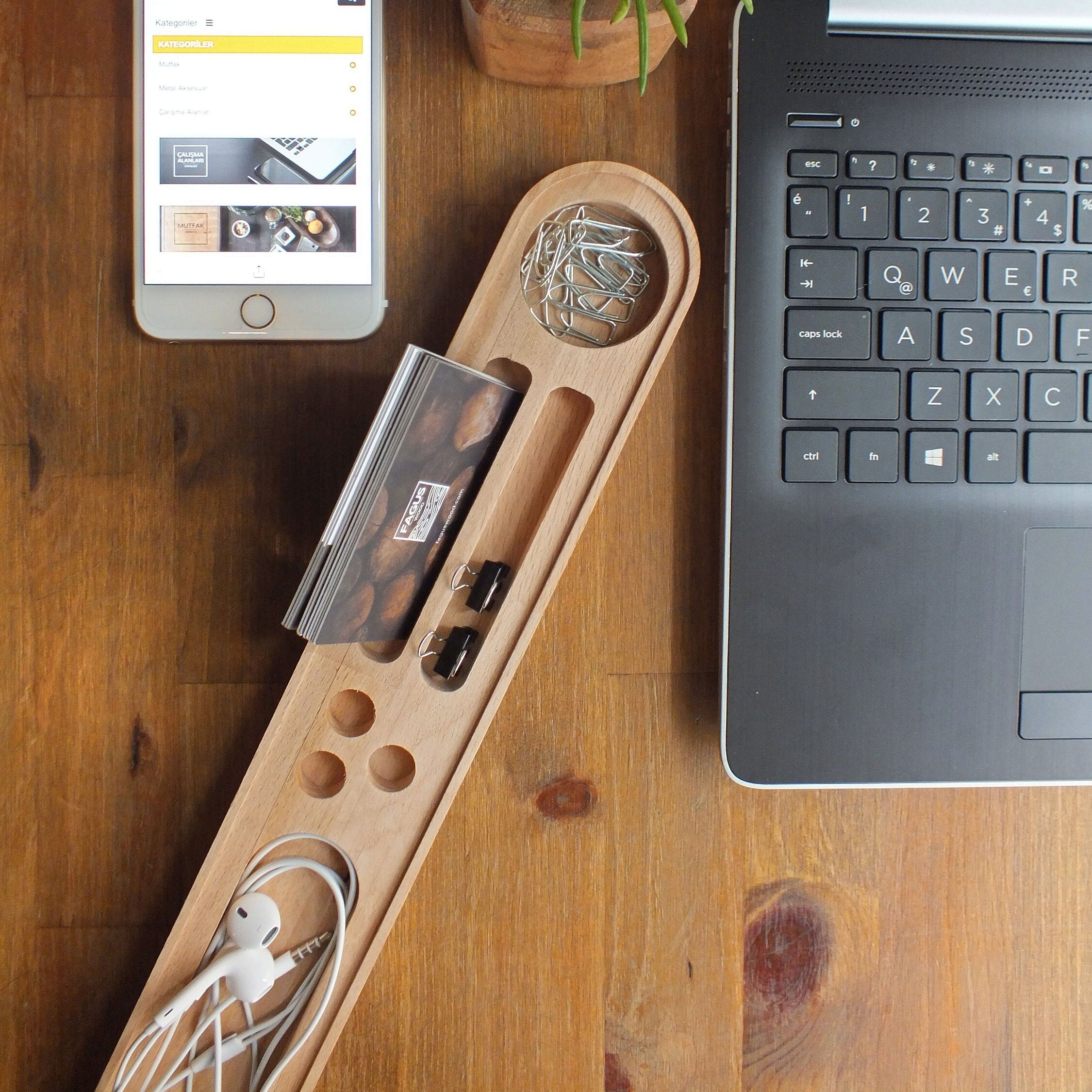 Modern Wooden Desk Organizer, Wood Docking Station, Home Office ...