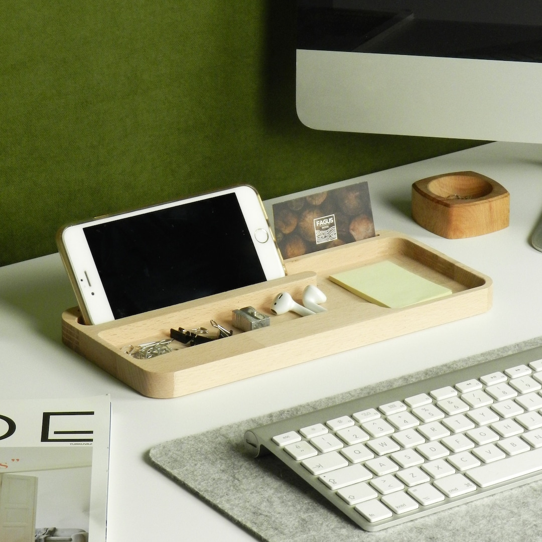 Wooden Desk Accessories, Phone Stand, Home Office Decor, Desk Organizer ...