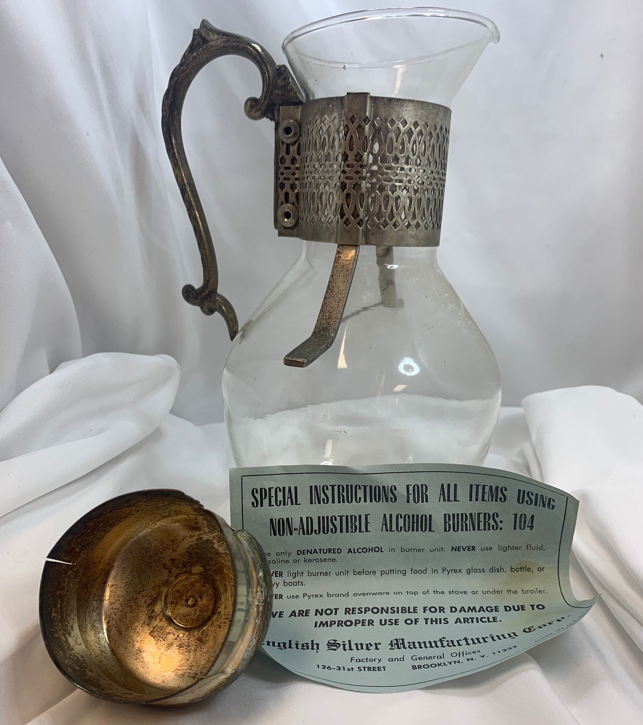 Rare Vintage Alcohol Lamp Burner Glass English Silvermanufacturing Lab ...