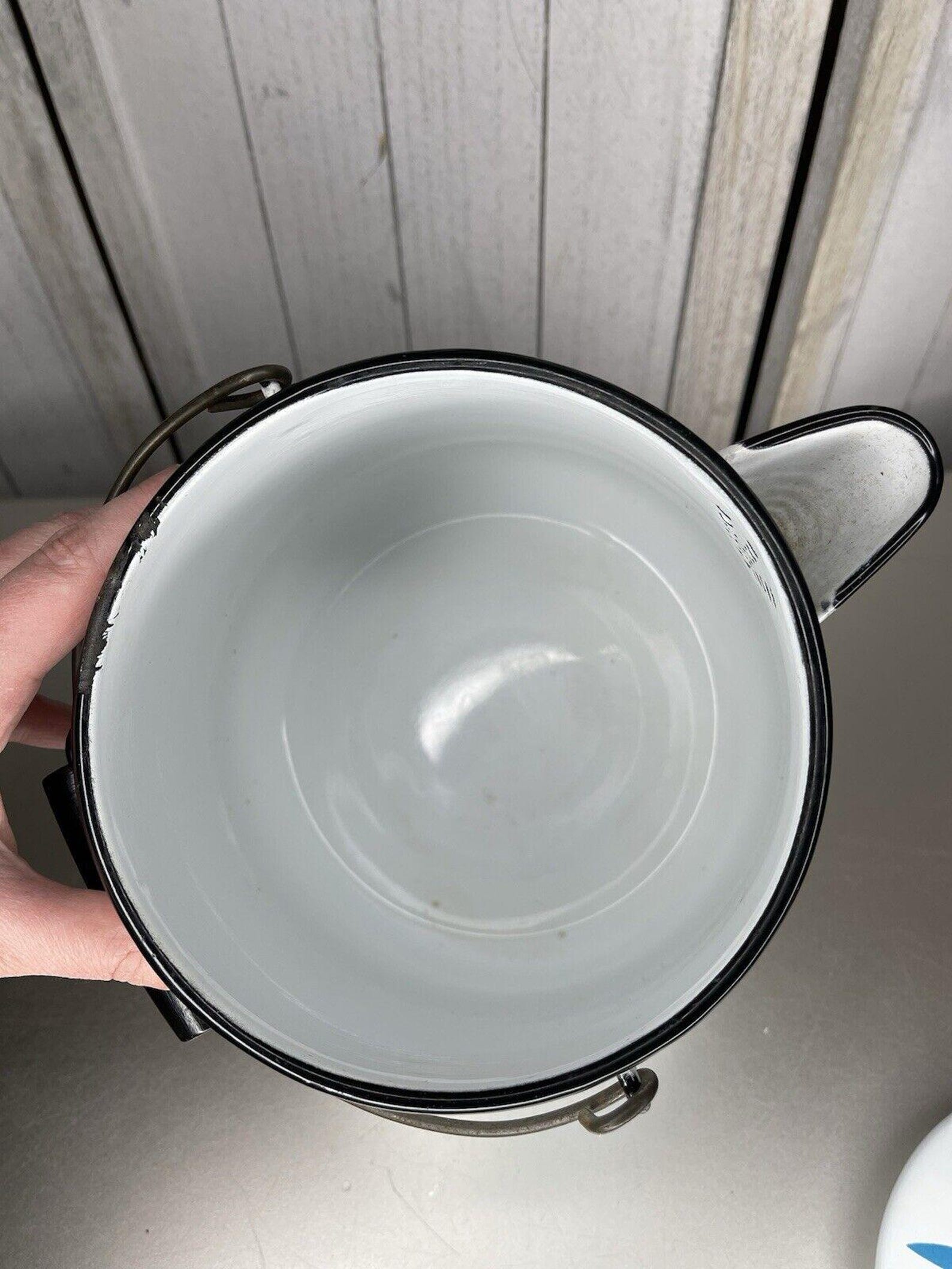 Vintage Enamel Cowboy Coffee Pot Kettle White Barbecue Picnic Design - Etsy