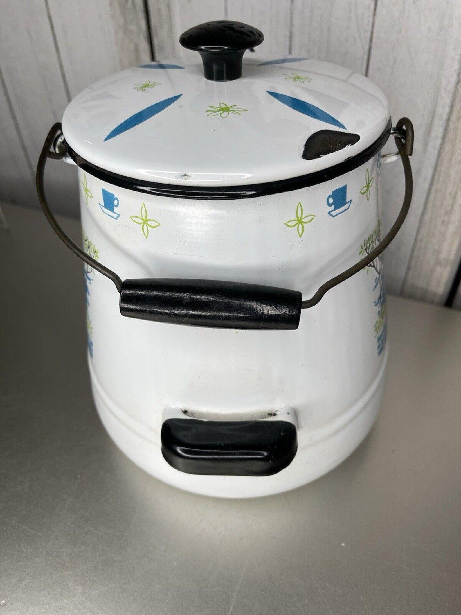 Vintage Enamel Cowboy Coffee Pot Kettle White Barbecue Picnic Design - Etsy