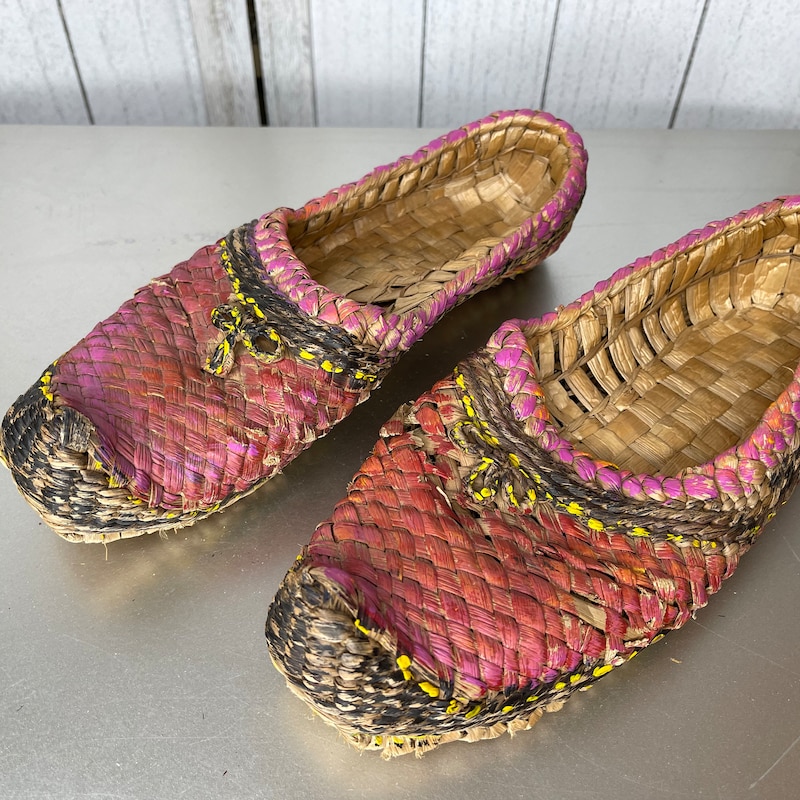 Woven Straw Shoes - Etsy