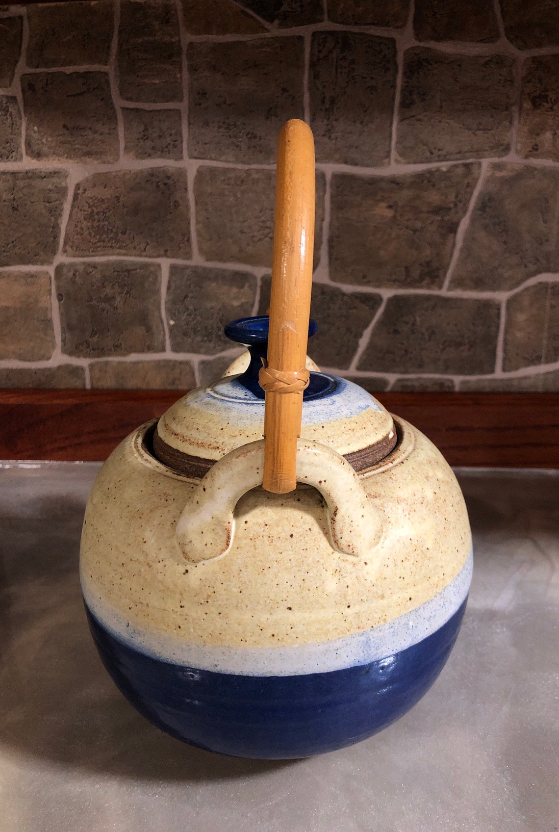 Vintage Studio Pottery Teapot/bamboo Handle - Etsy