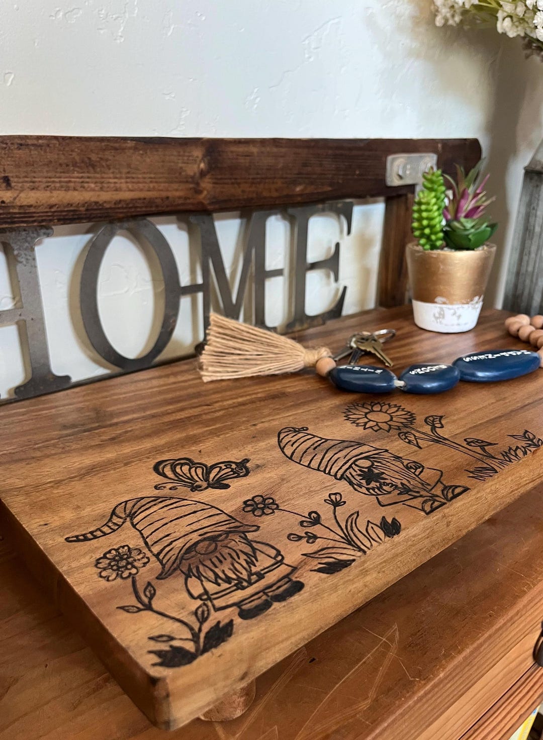 Gnome Riser Pyrography Art/wood Burning Art/charcuterie/home Decor - Etsy