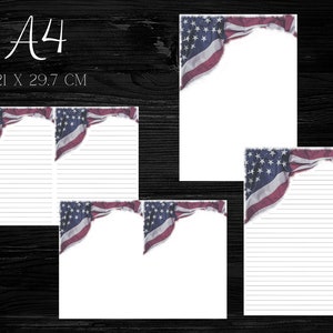 American Flag Printable Stationery Set/printable Stationary Paper ...