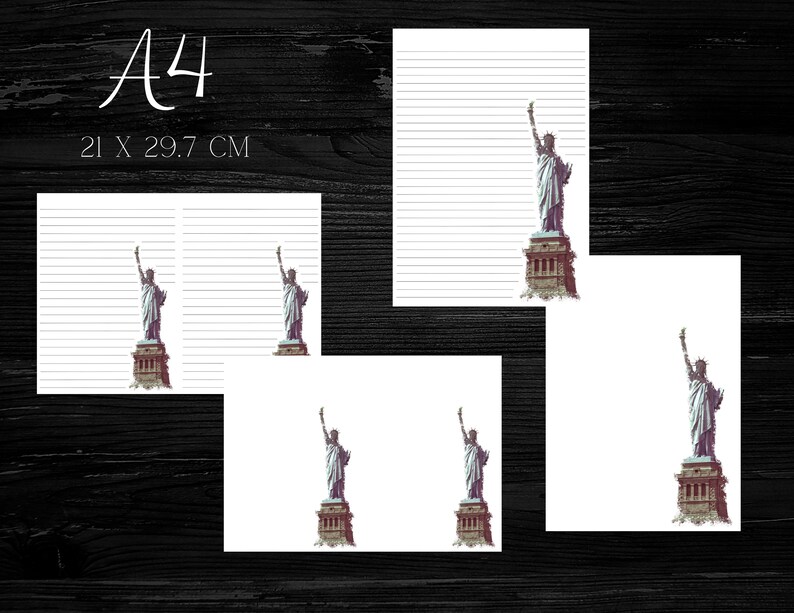 Statue of Liberty Printable Stationery Set/printable Stationary Paper ...
