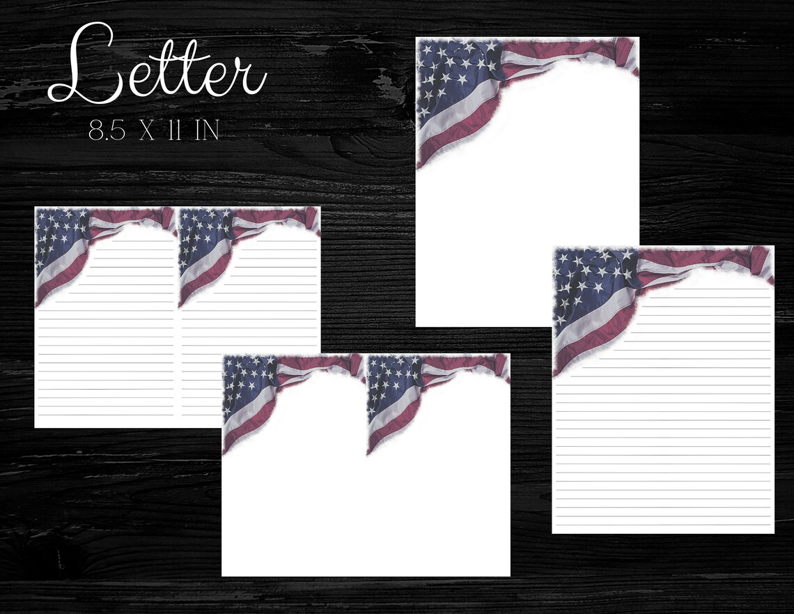 American Flag Printable Stationery Set/printable Stationary Paper ...