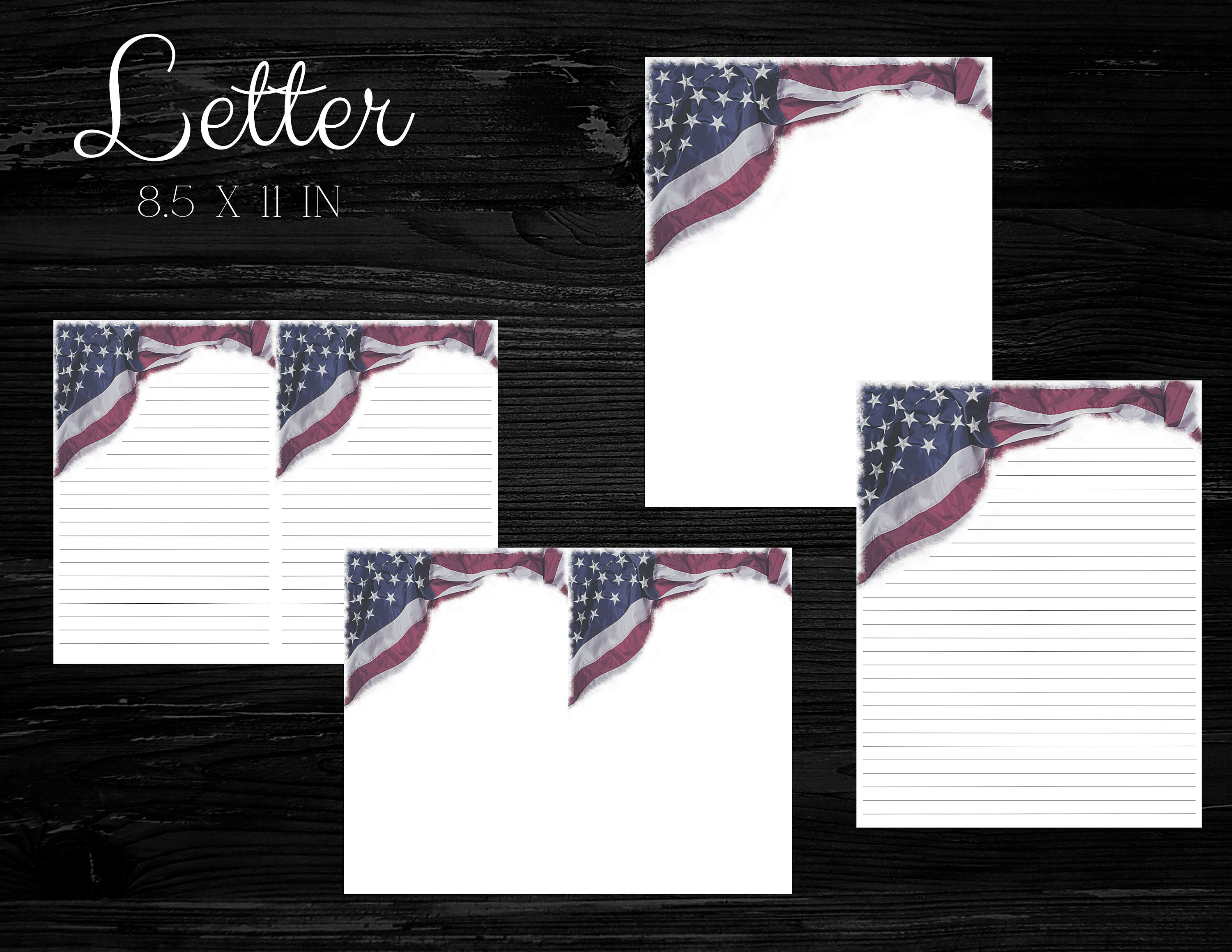 American Flag Printable Stationery Set/printable Stationary Paper ...