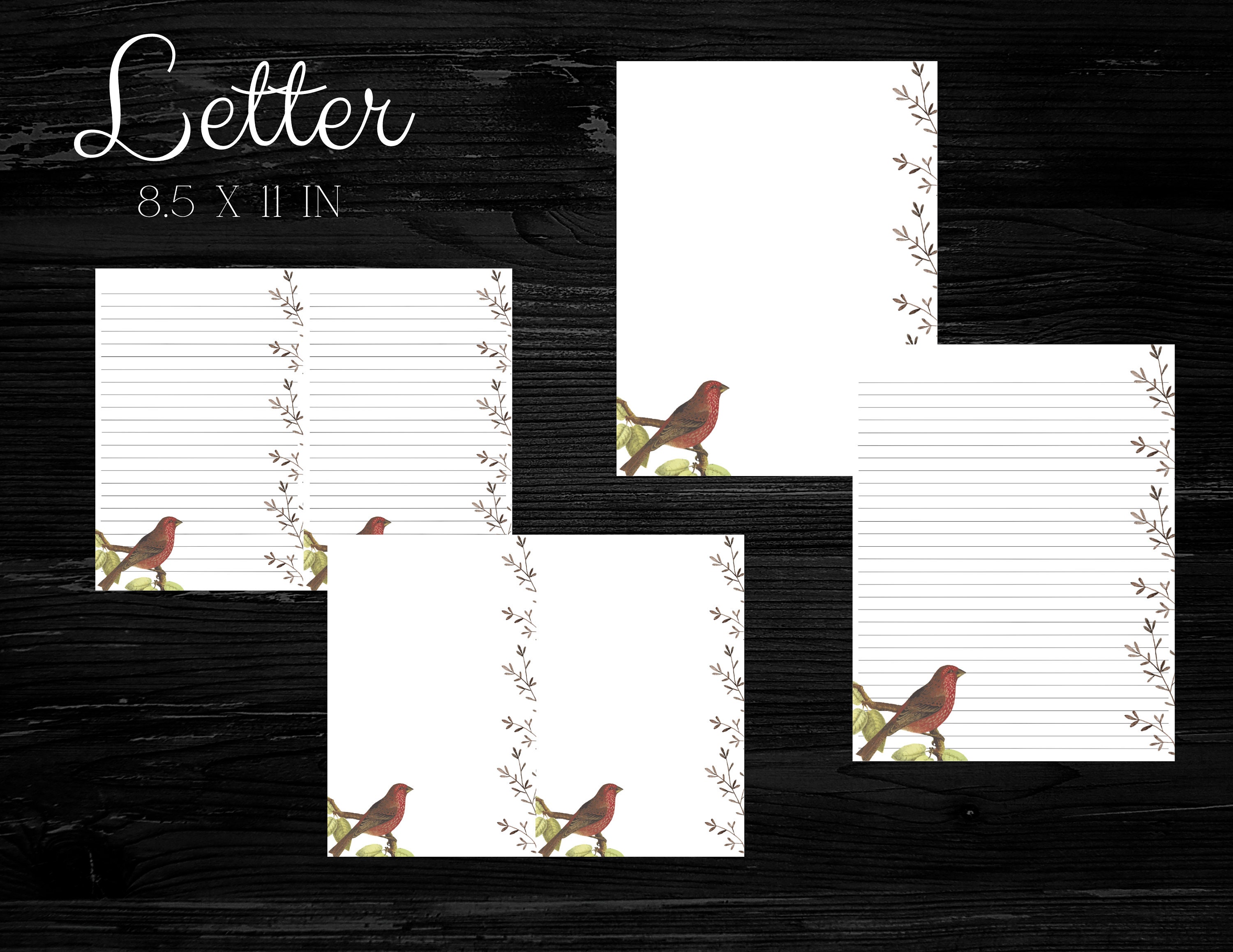 Bird and Twig Printable Stationery Set/printable Stationary - Etsy UK