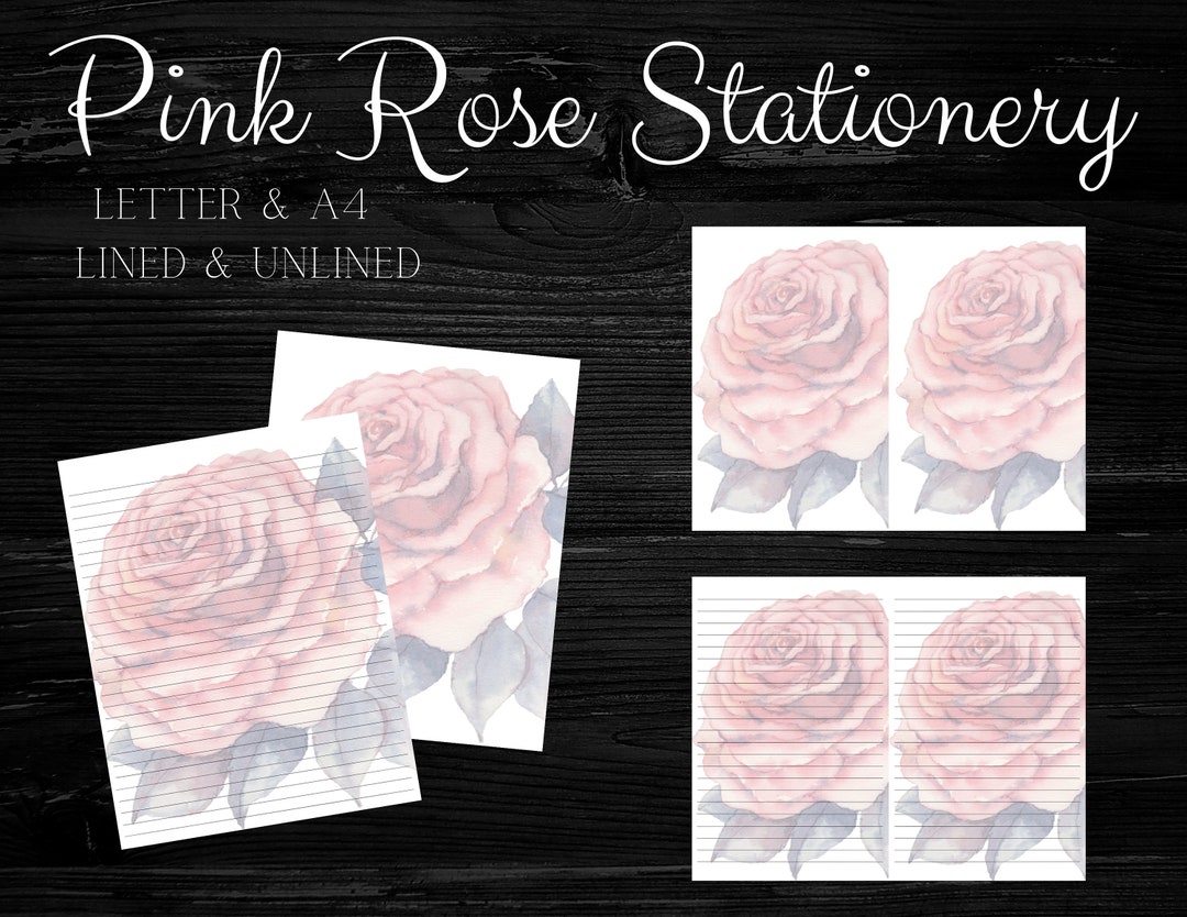 Pink Rose Printable Stationery Set/printable Stationary Paper/printable ...