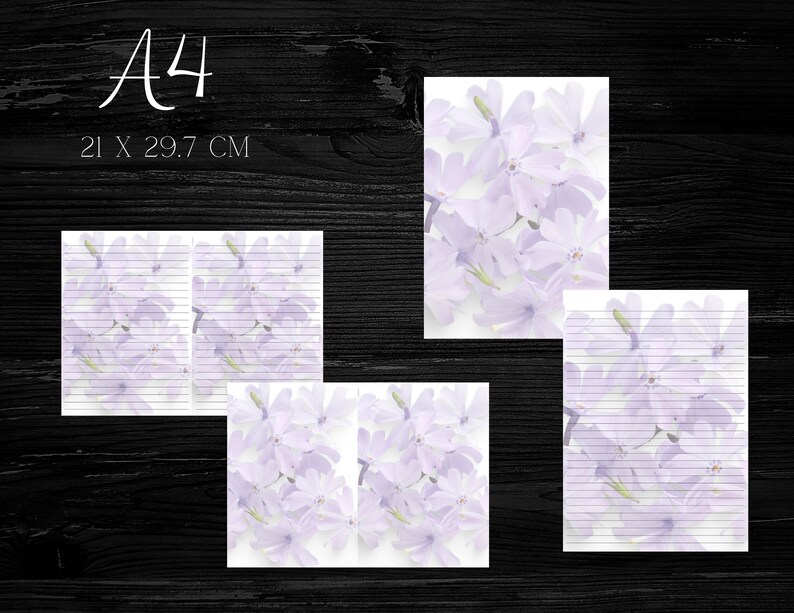 Purple Flowers Printable Stationery Set/printable Stationary Paper ...