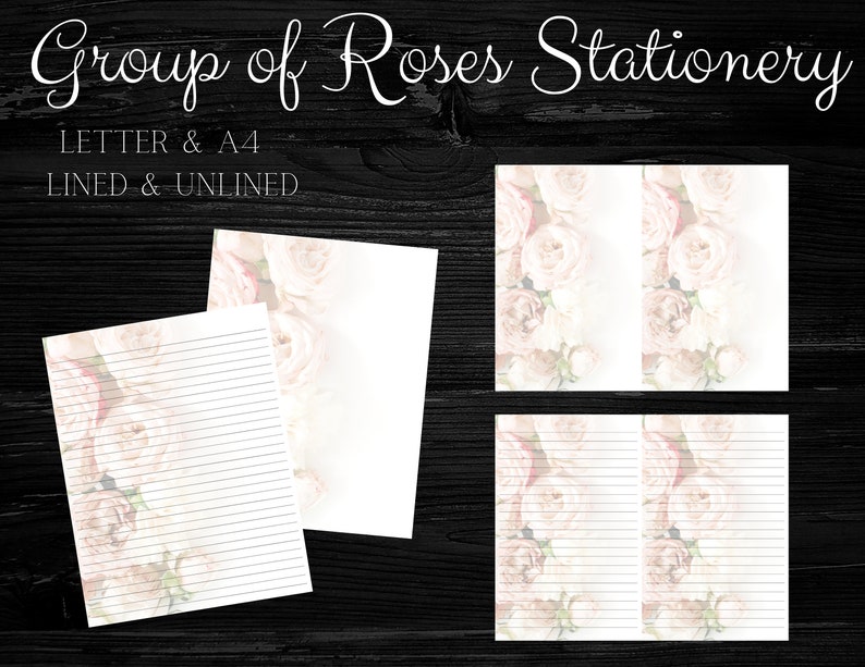 Group of Roses Printable Stationery Set/printable Stationary Paper ...