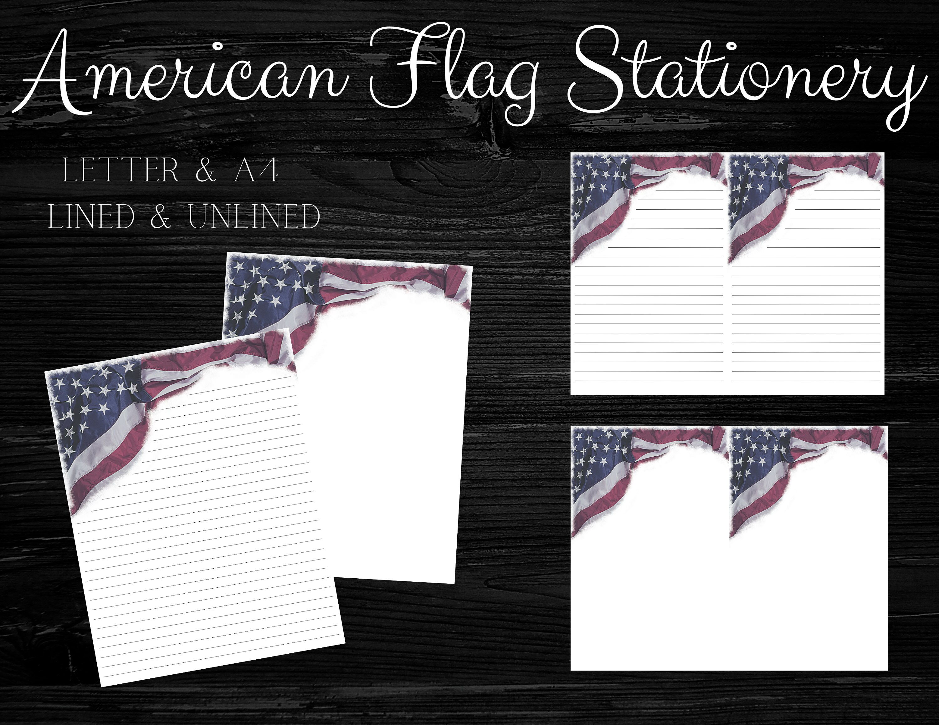 American Flag Printable Stationery Set/printable Stationary Paper ...