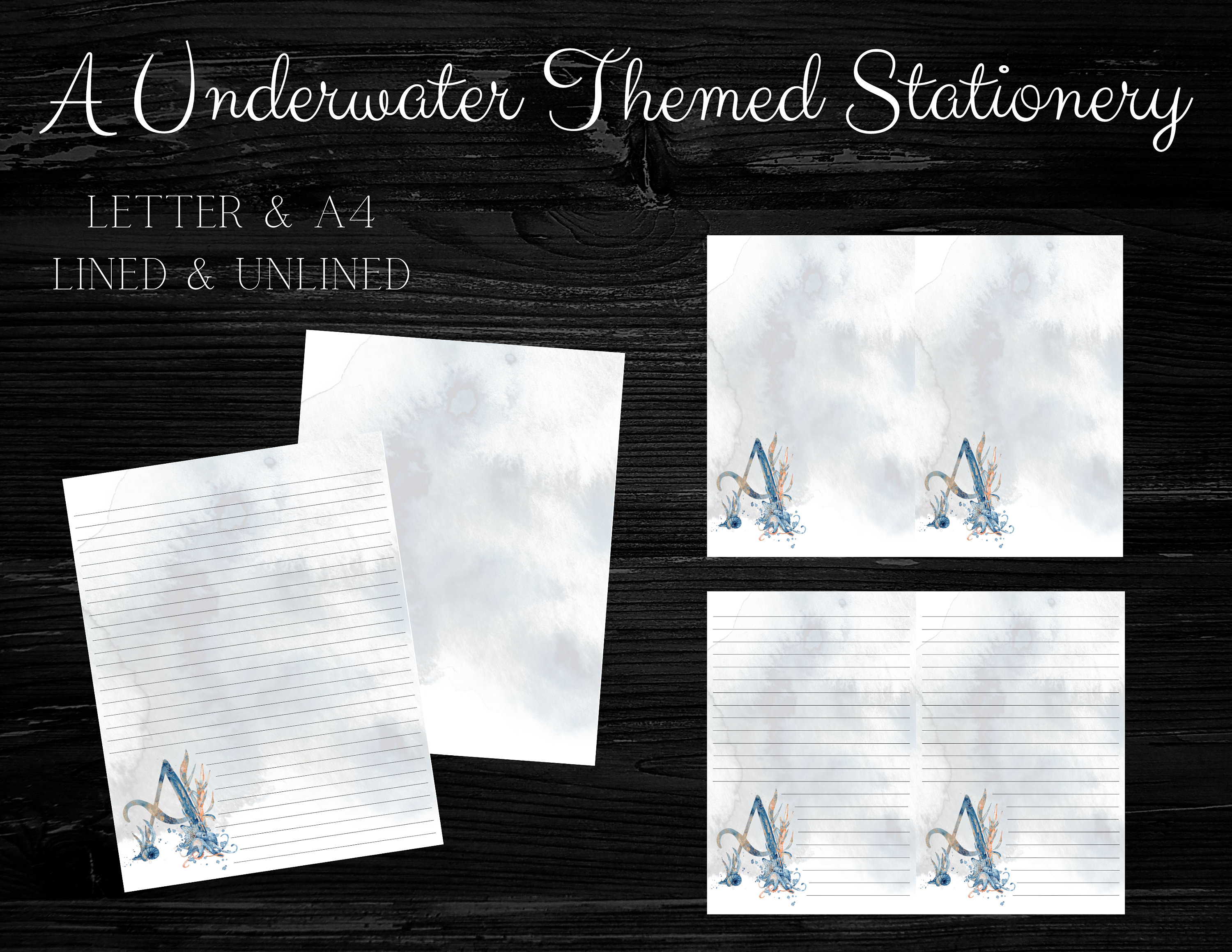 A Underwater Themed Printable Stationery Set/printable Stationary Paper ...